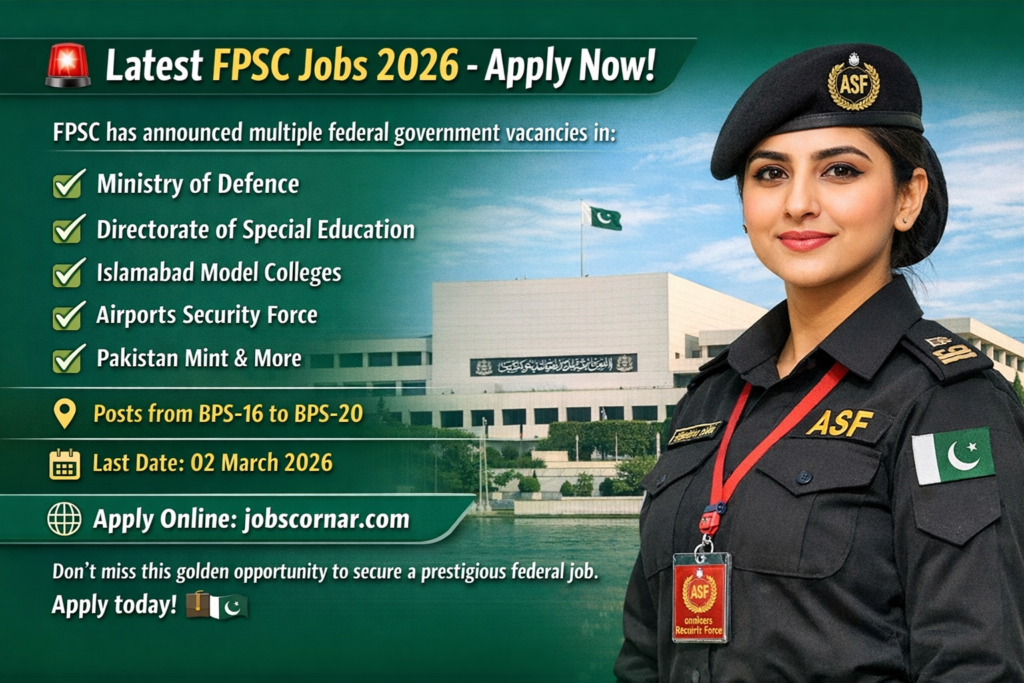Latest FPSC Jobs 2026 Apply Now - JOBS CORNAR