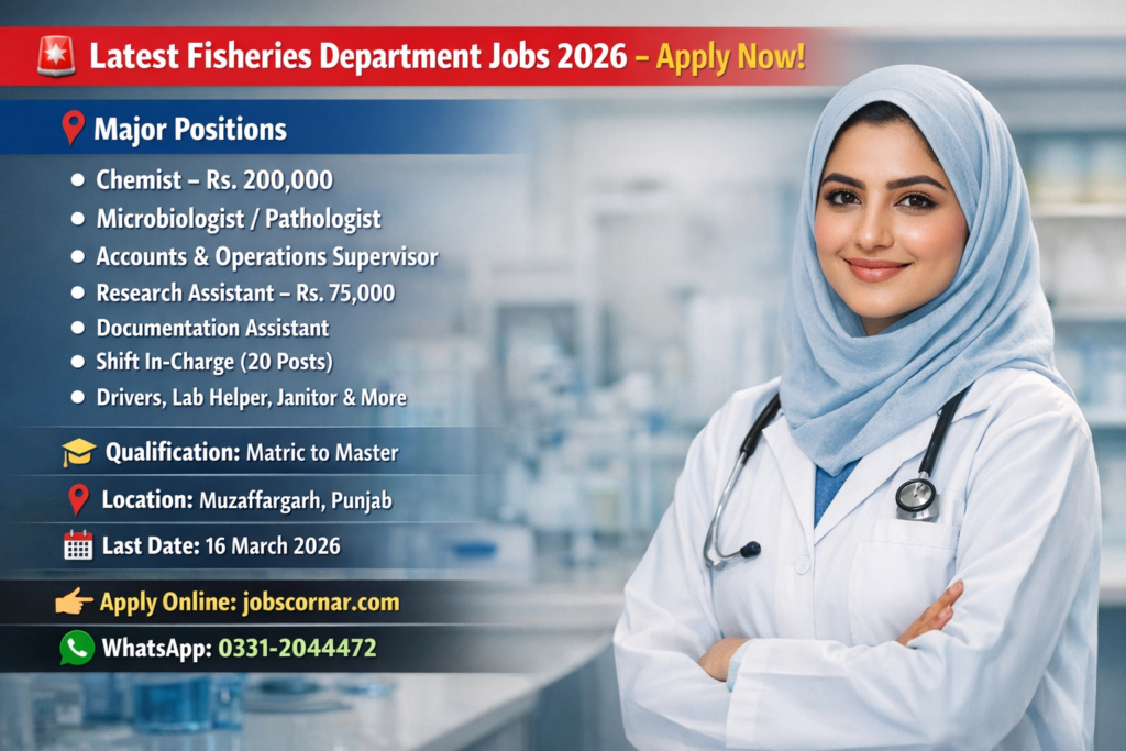 Latest Fisheries Department Jobs 2026 Apply Now