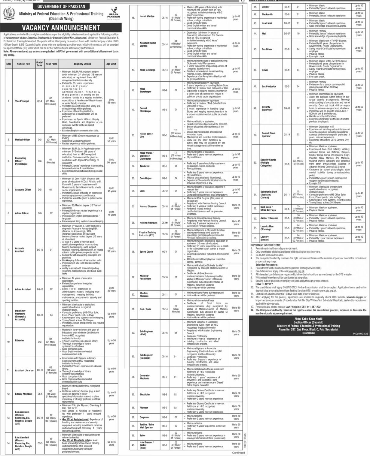 Recruitment Daanish Schools Islamabad Jobs 2026 Apply Now